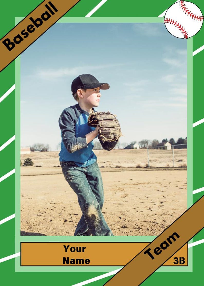 Custom Baseball Card Template | Canva Template | Youth Sports Card ...