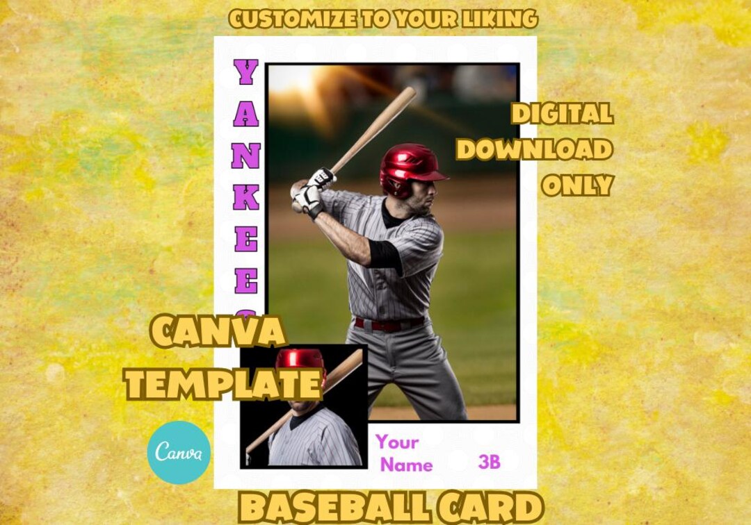 Baseball Card Template | Canva Template | Youth Sports Card | Editable ...
