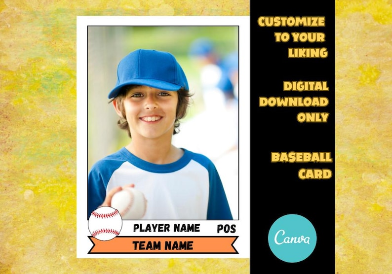 Baseball Card Template | Canva Template | Youth Sports Card | Editable ...