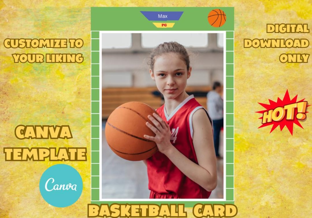 Basketball Card Template | Canva Template | Youth Sports Card ...
