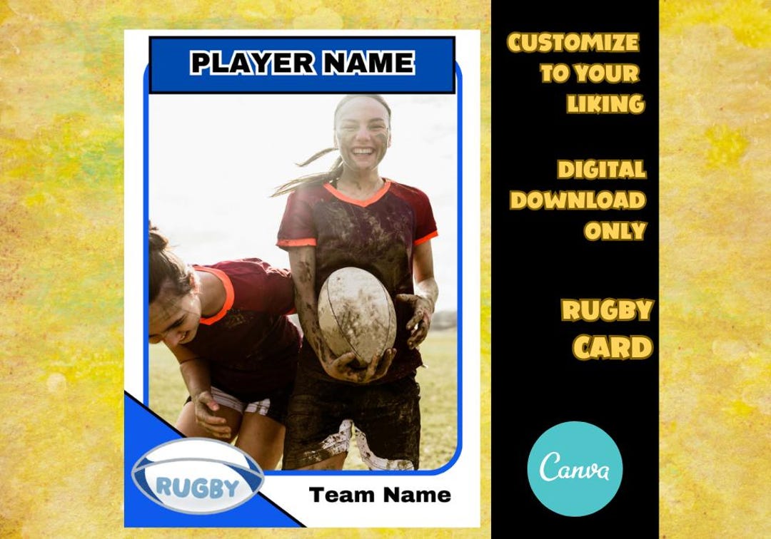 Rugby Card Template | Canva Template | Youth Sports Card | Editable ...