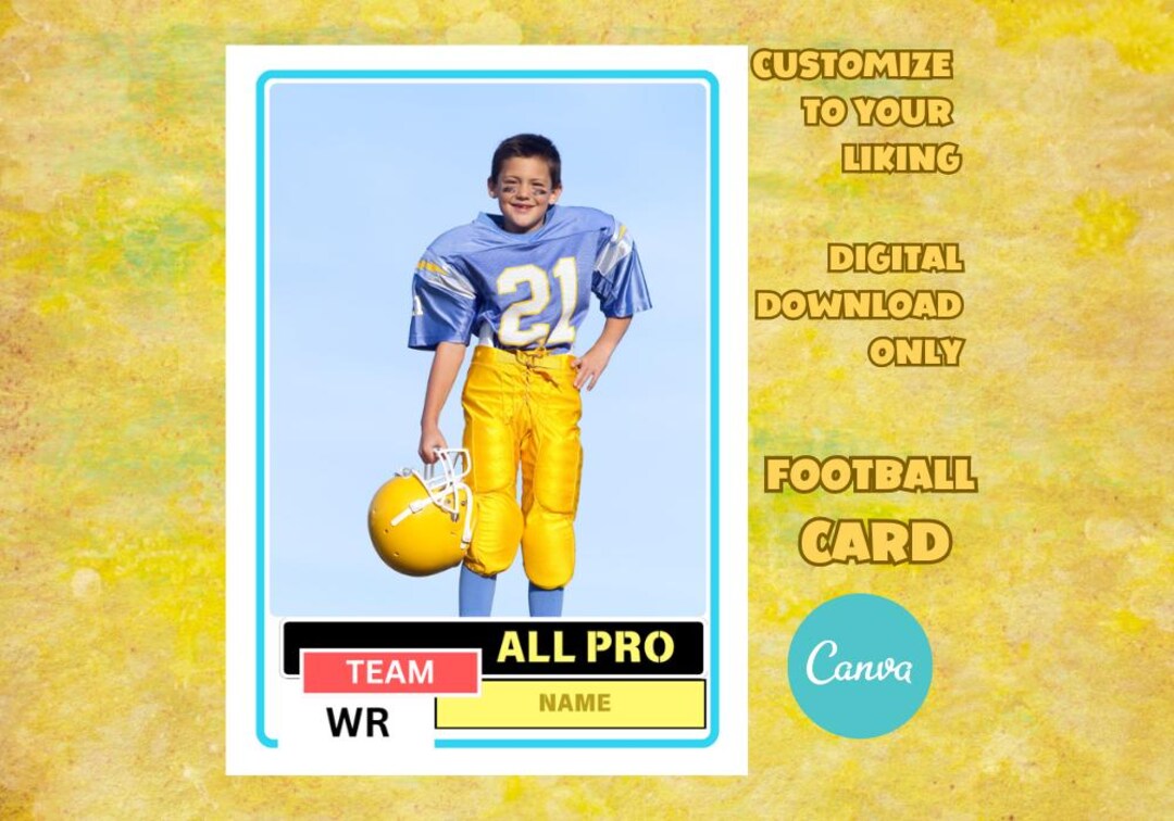 Football Card Template | Canva Template | Youth Custom Sports Card ...