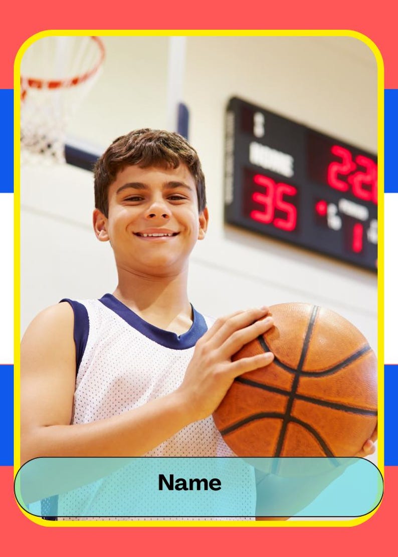Basketball Card Template | Canva Template | Youth Sports Card ...