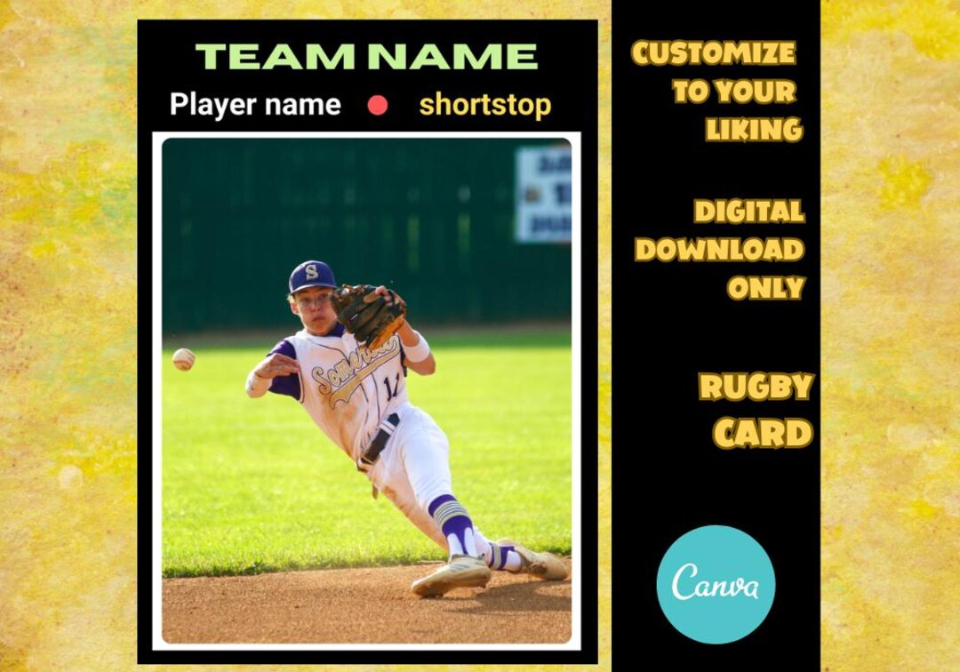Baseball Card Template | Canva Template | Youth Sports Card | Editable ...