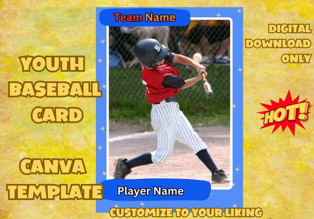 Baseball Card Template | Canva Template | Youth Sports Card | Editable ...