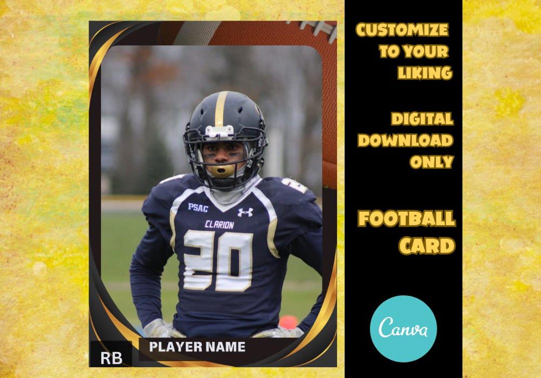 Football Card Template | Canva Template | Youth Custom Sports Card ...