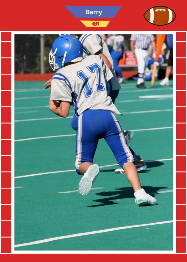 Football Card Template | Canva Template | Youth Custom Sports Card ...