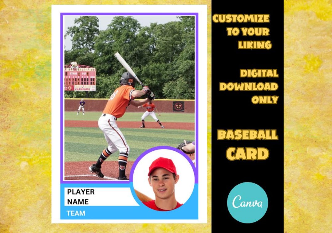 Baseball Card Template | Canva Template | Youth Sports Card | Editable ...
