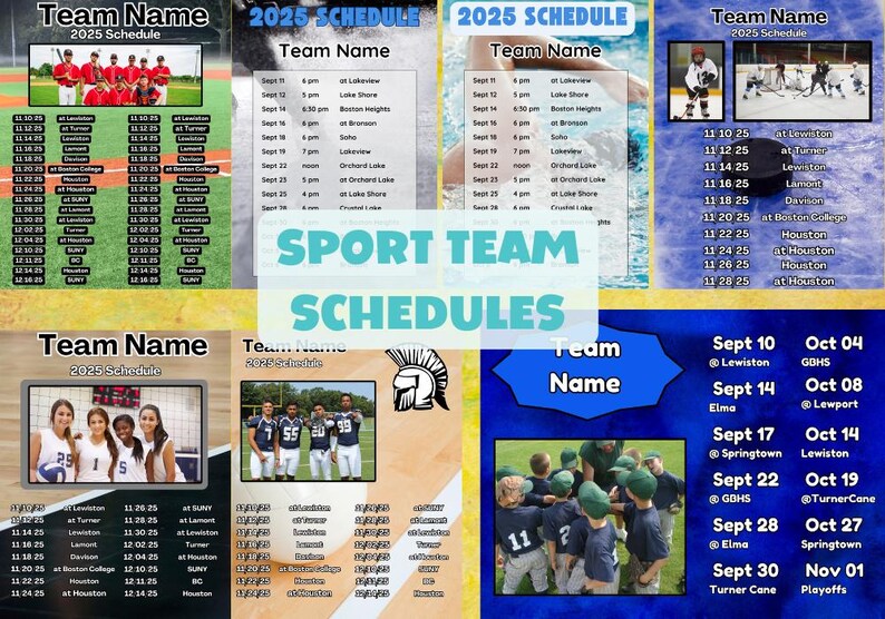60 Sports Card Templates/50 Team Schedule Template/20 Sports Social ...