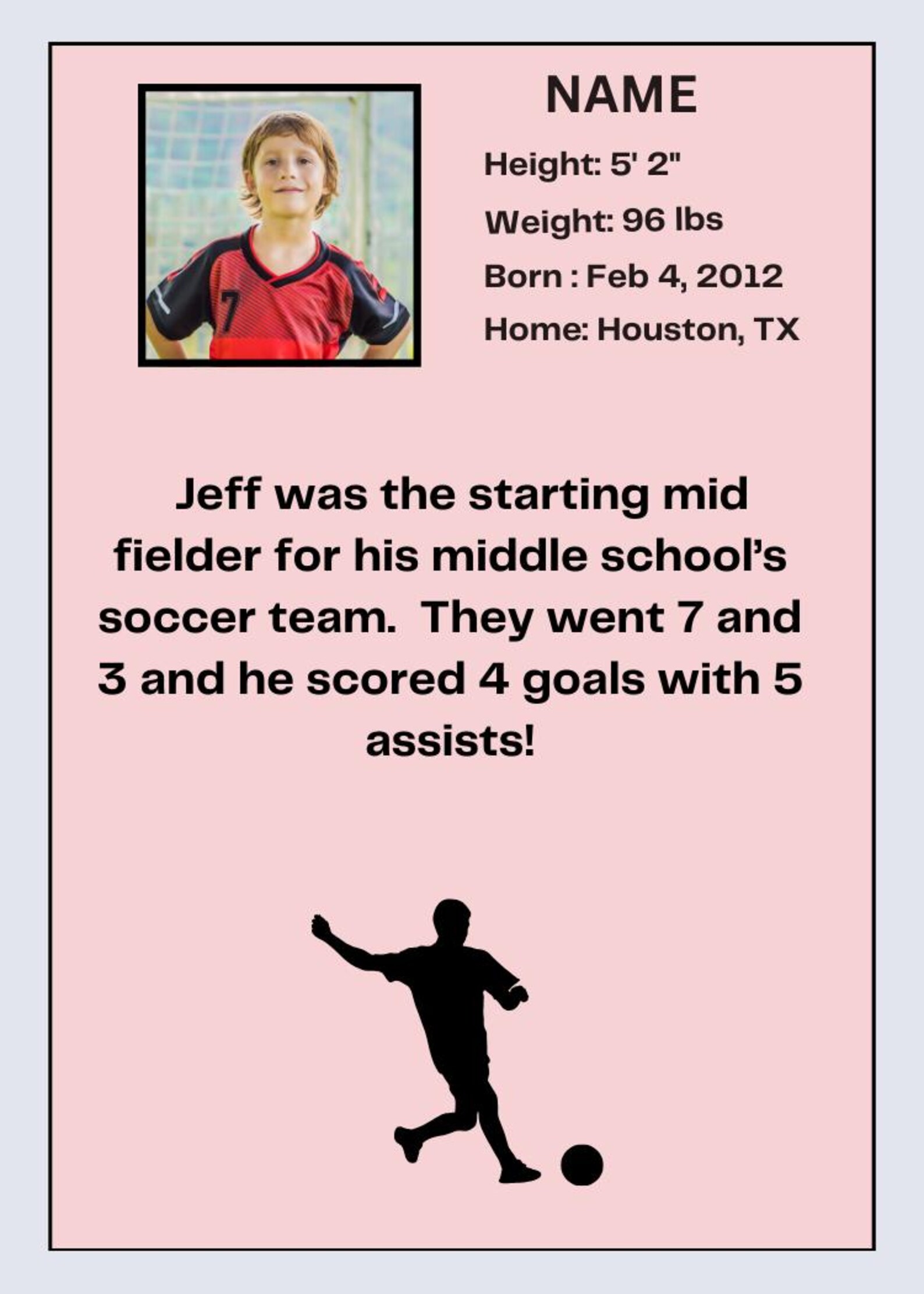 Soccer Card Template | Canva Template | Youth Sports Card | Editable ...
