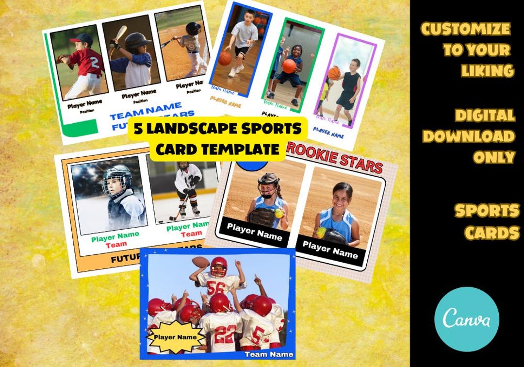 5 Wide (landscape) Sports Card Templates | Canva Templates | Youth ...