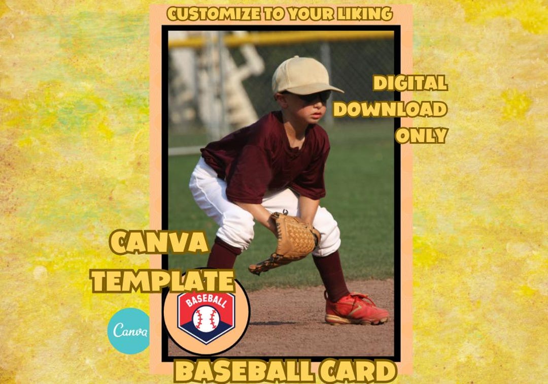 Baseball Card Template | Canva Template | Youth Sports Card | Editable ...