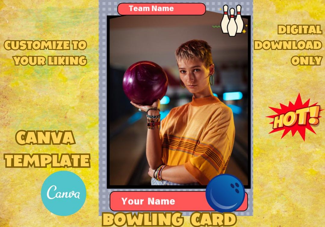 Bowling Card Template | Canva Template | Youth Sports Card | Editable ...