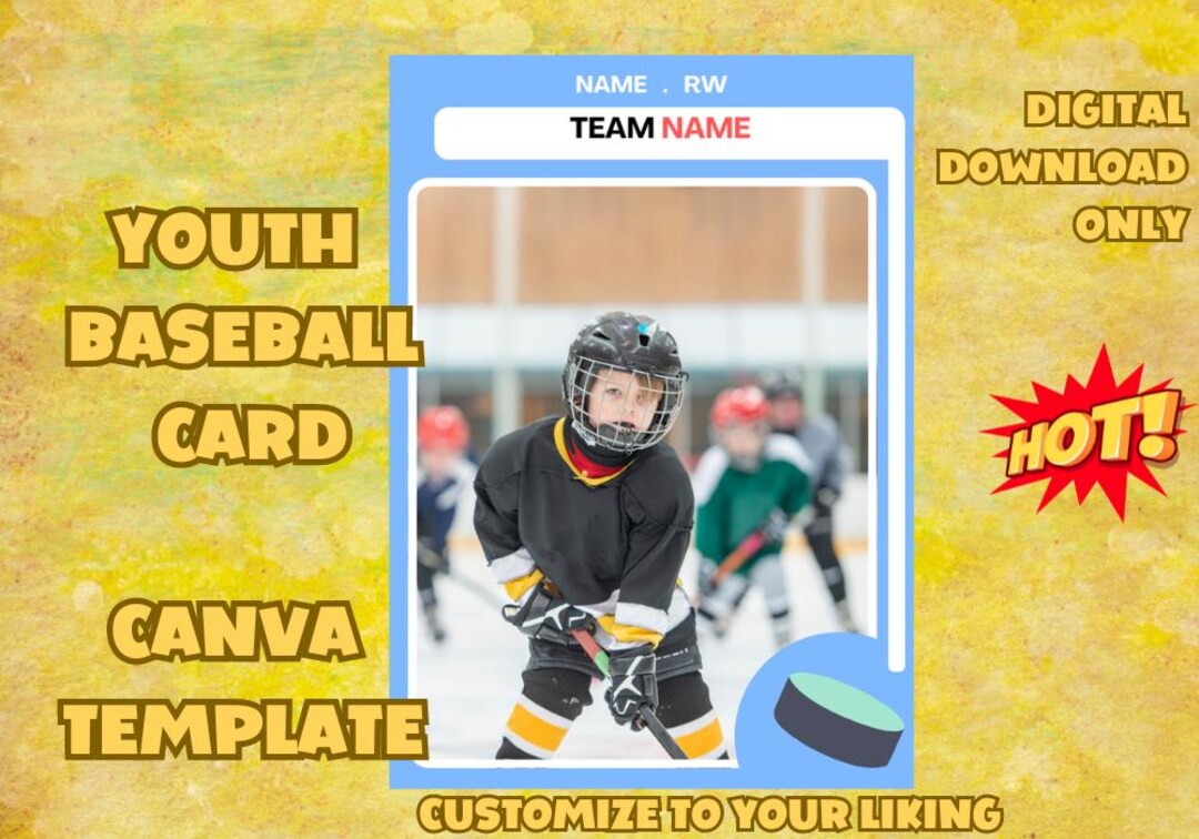 Hockey Card Template | Canva Template | Youth Sports Card | Editable ...