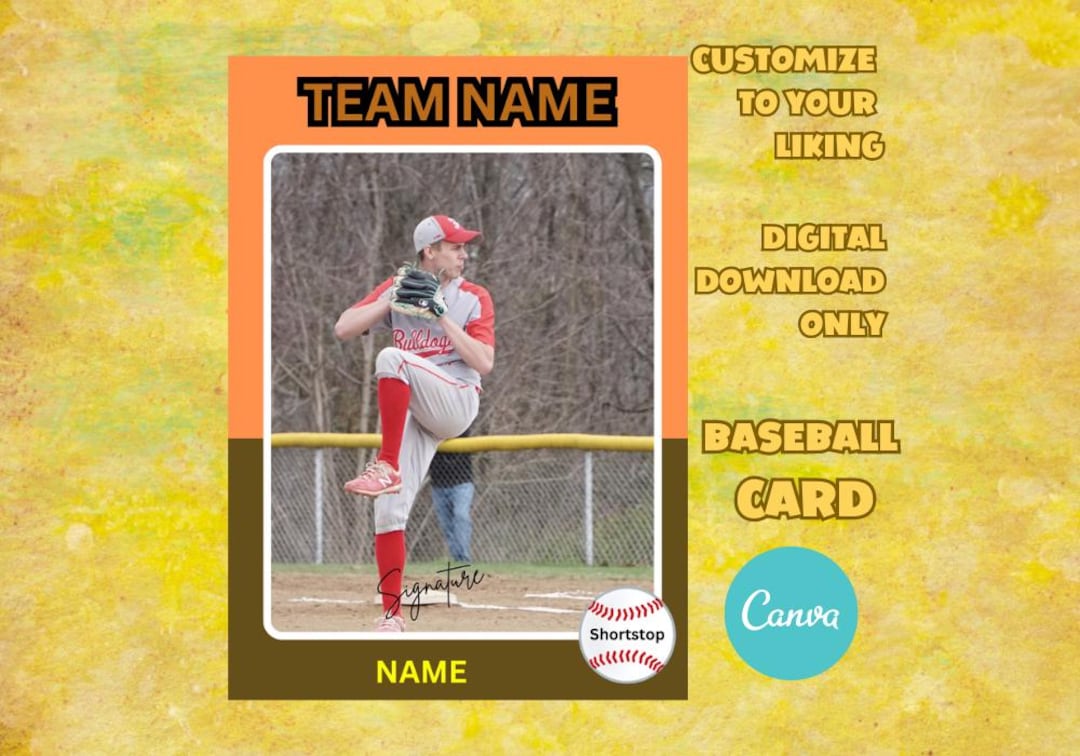 Baseball Card Template | Canva Template | Youth Sports Card | Editable ...