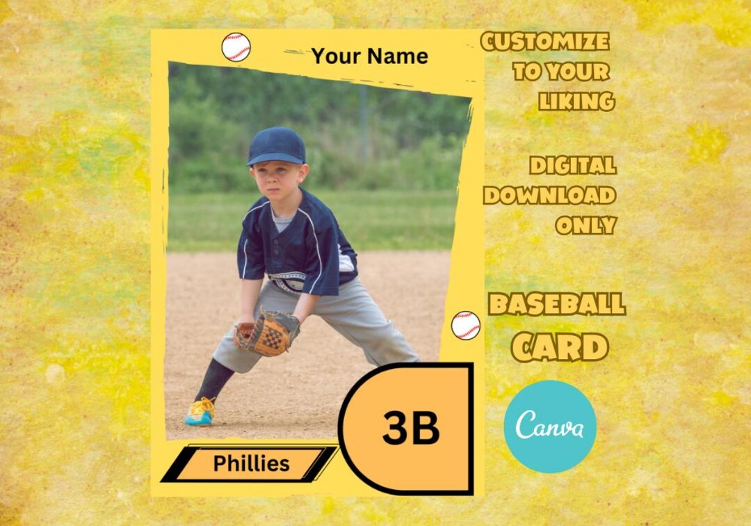 Baseball Card Template Canva Template Youth Sports Card Editable ...