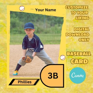 Baseball Card Template | Canva Template | Youth Sports Card | Editable ...