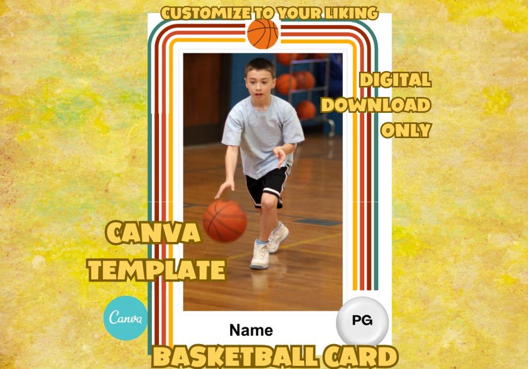 Basketball Card Template Canva Template Youth Sports Card Editable ...
