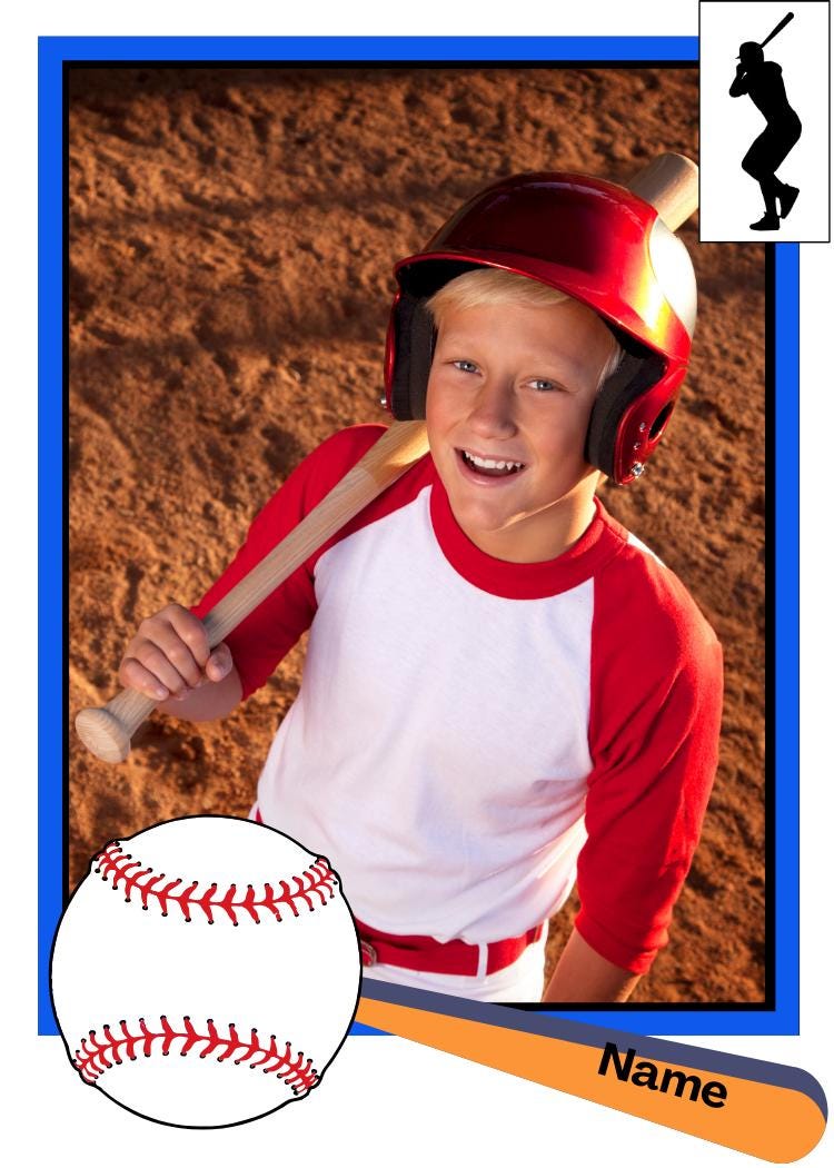 Baseball Card Template | Canva Template | Youth Sports Card | Editable ...