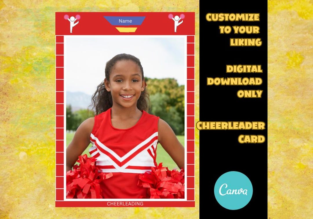 Cheerleader Card Template | Canva Template | Youth Sports Card ...