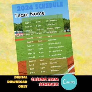 Baseball Schedule Template | Canva Template | Baseball Team Schedule ...