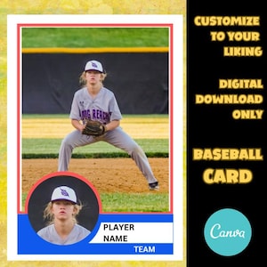 Baseball Card Template | Canva Template | Youth Sports Card | Editable ...