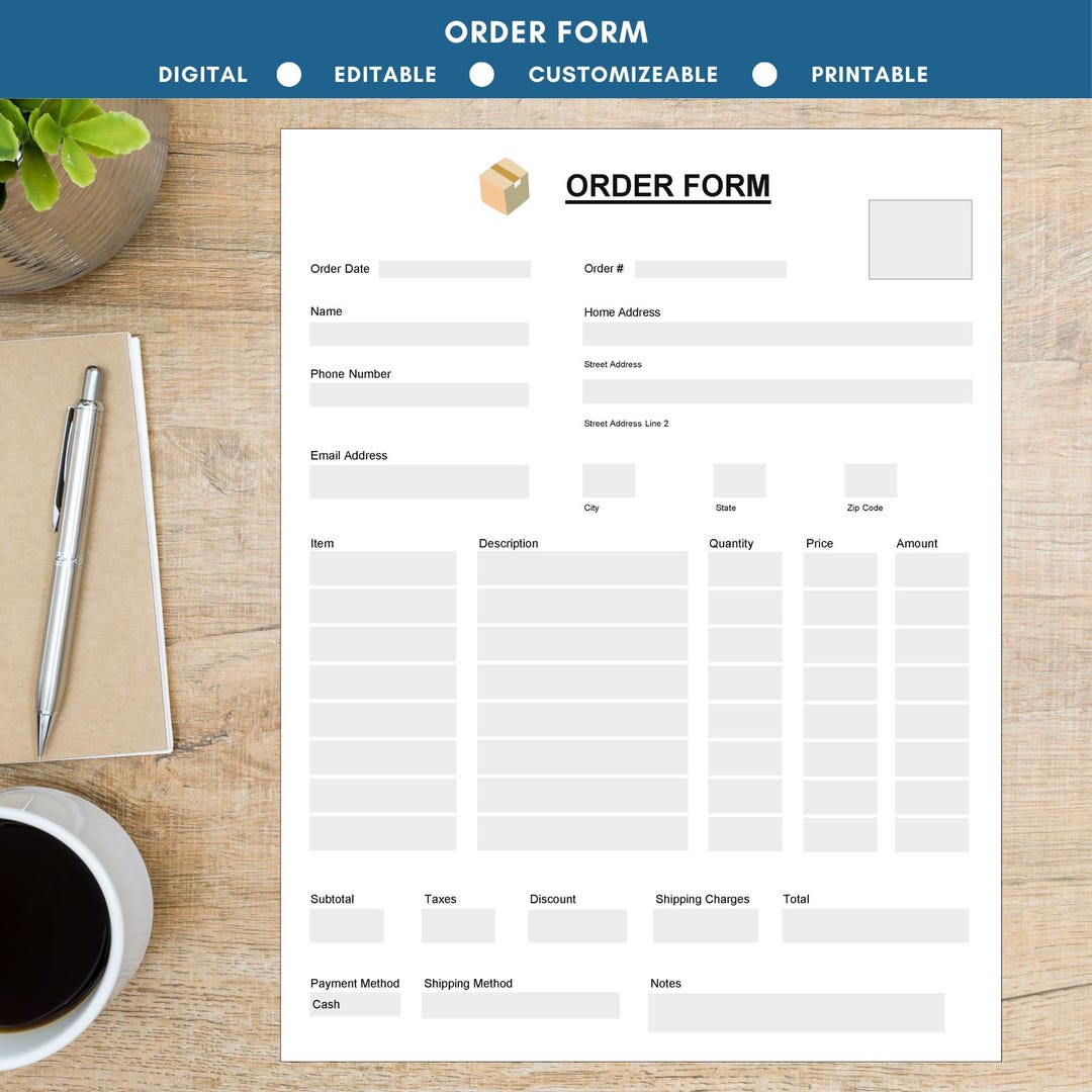 Digital Order Form Templates for Small Business Owners | Printable ...