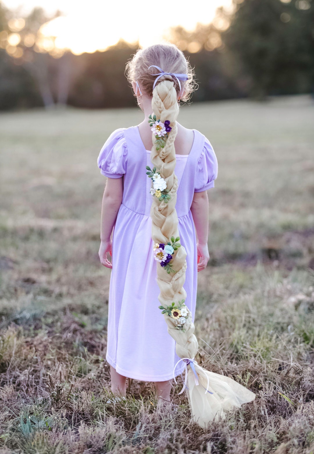 Rapunzel Princess Hair Braid With Flowers and Ribbon - Etsy