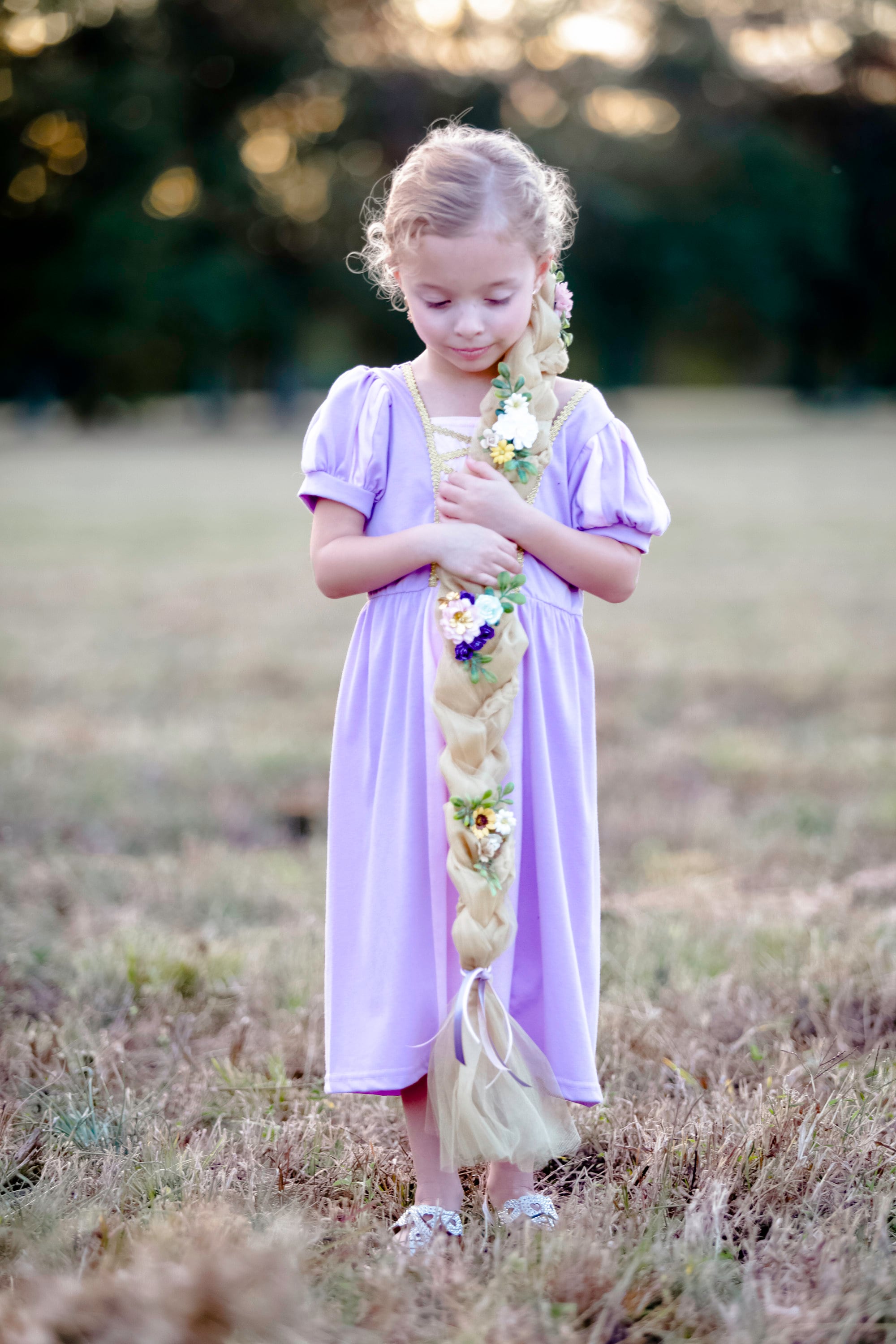 Rapunzel Princess Hair Braid With Flowers and Ribbon - Etsy