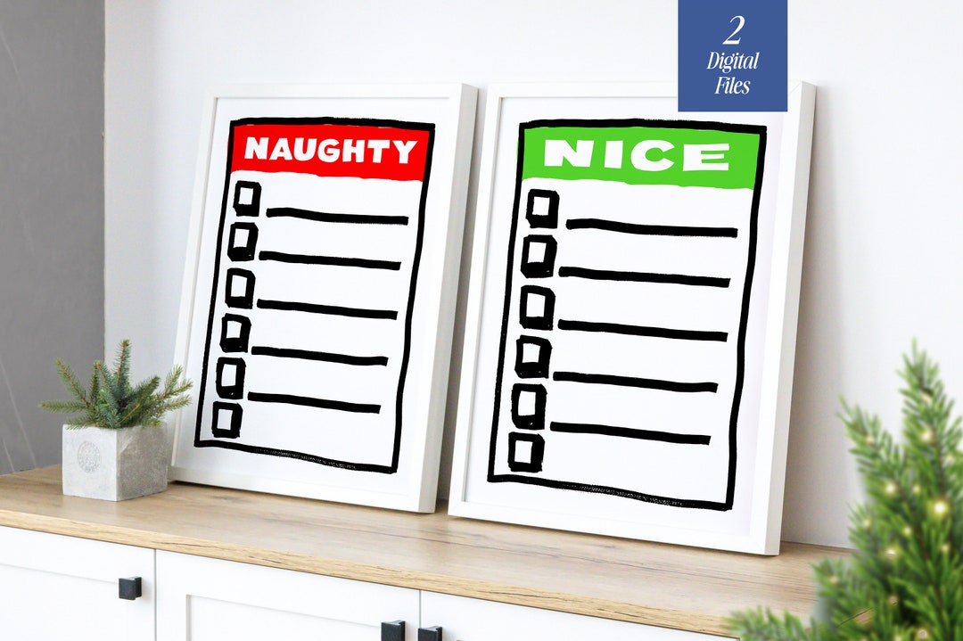 Naughty or Nice Santa List Print | Red Christmas Decor | Santa's List ...