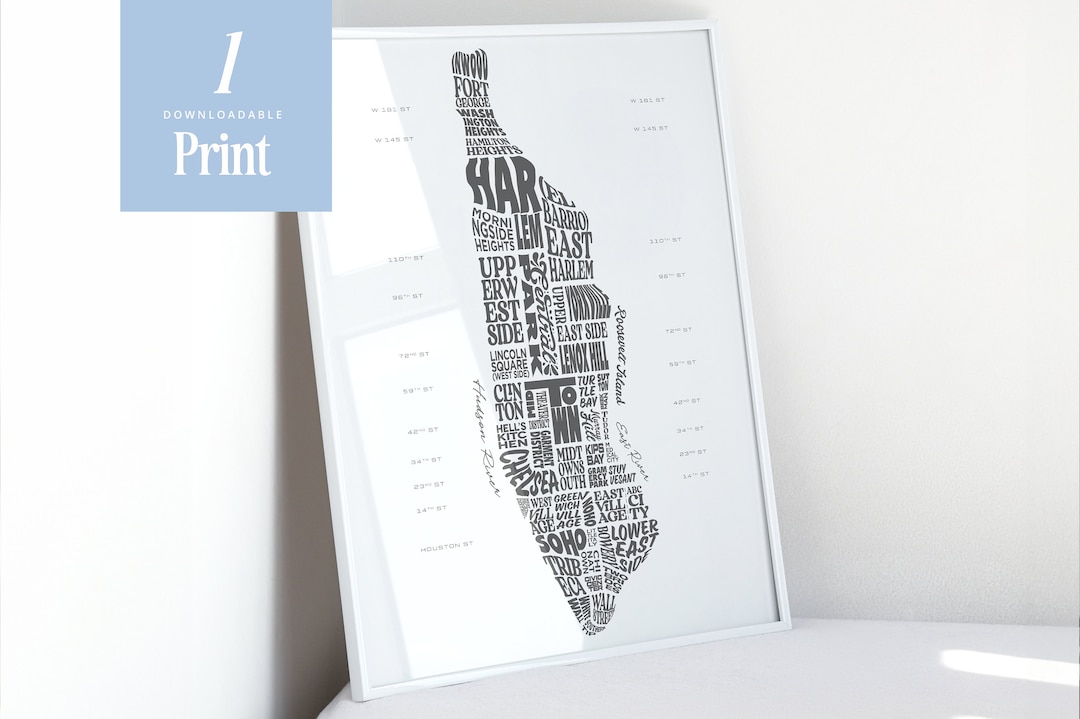 New York City Print | Manhattan Neighborhood Poster | Wordle Art | NYC ...