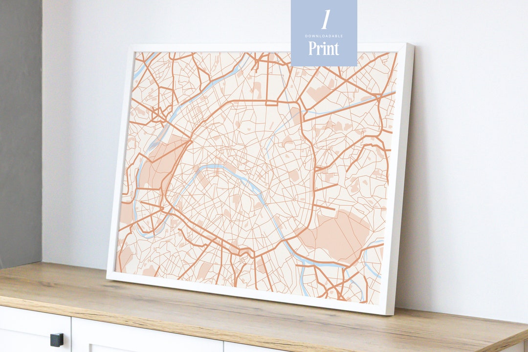 Paris Map Art | City of Paris Map Print | Modern Line Map | Paris Road ...