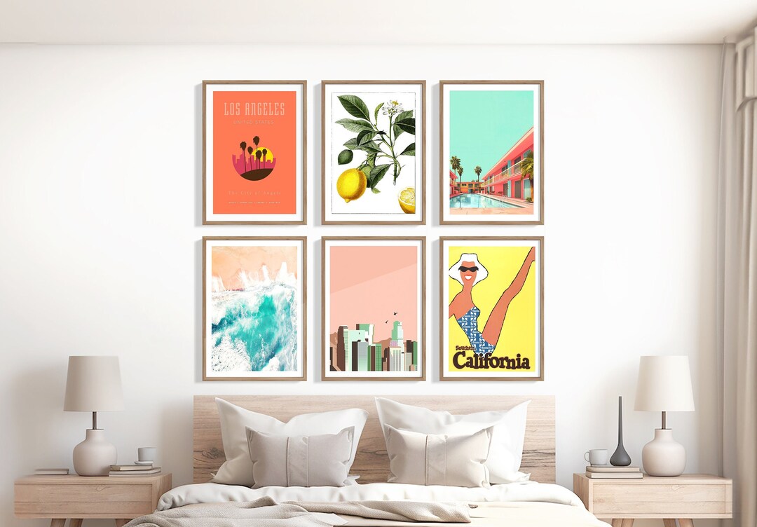 California Prints | Bedroom Gallery Wall Set | Coastal Decor | Retro LA ...