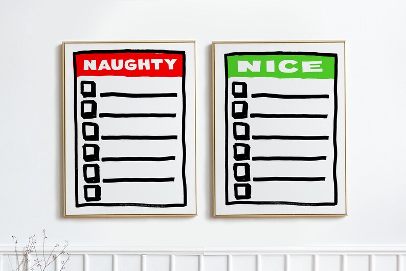 Naughty or Nice Santa List Print | Red Christmas Decor | Santa's List ...