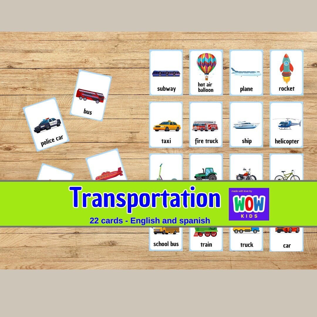 Flash Cards, Preschool Flashcards, Transport and Vehicles, Printables ...