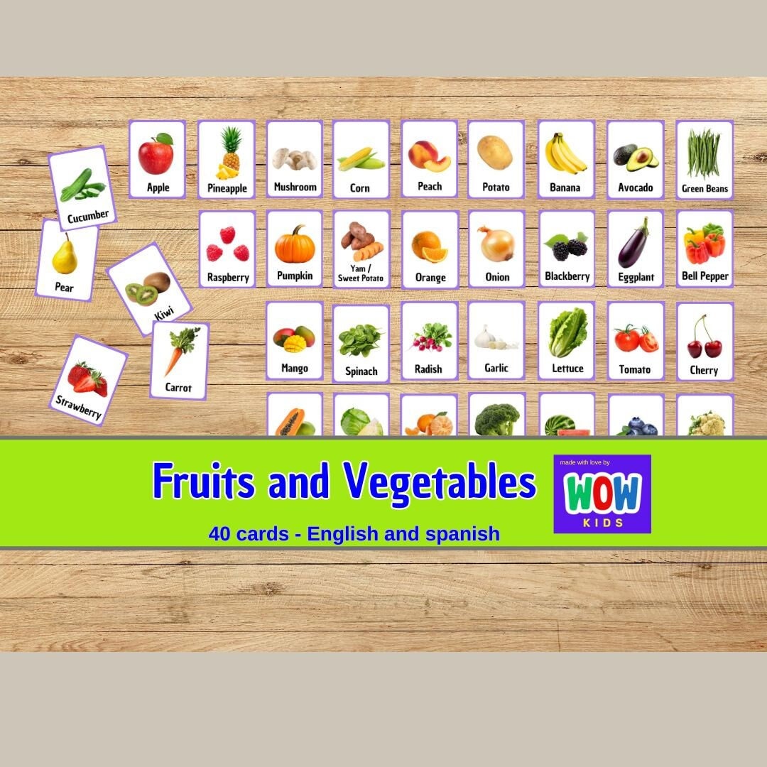 Flash Cards, Fruits and Vegetables, Preschool Flashcards, Printables ...