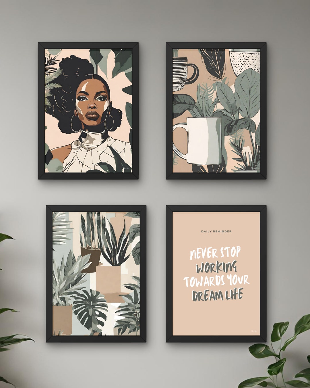 Neutral Pop Art Black Woman Poster Wall Art Prints Empowerment Prints ...