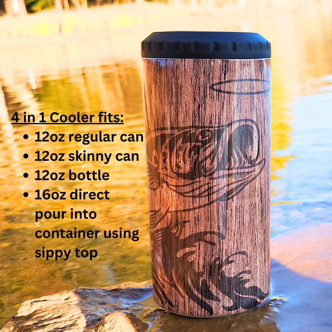 Fly Fishing 4 in 1 Insulated Stainless Steel Can Cooler Personalized ...