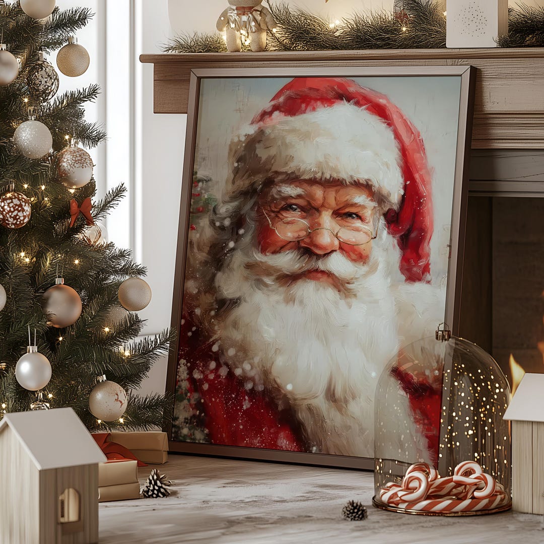 Santa Claus Painting Print | Festive Christmas Wall Art (digital ...