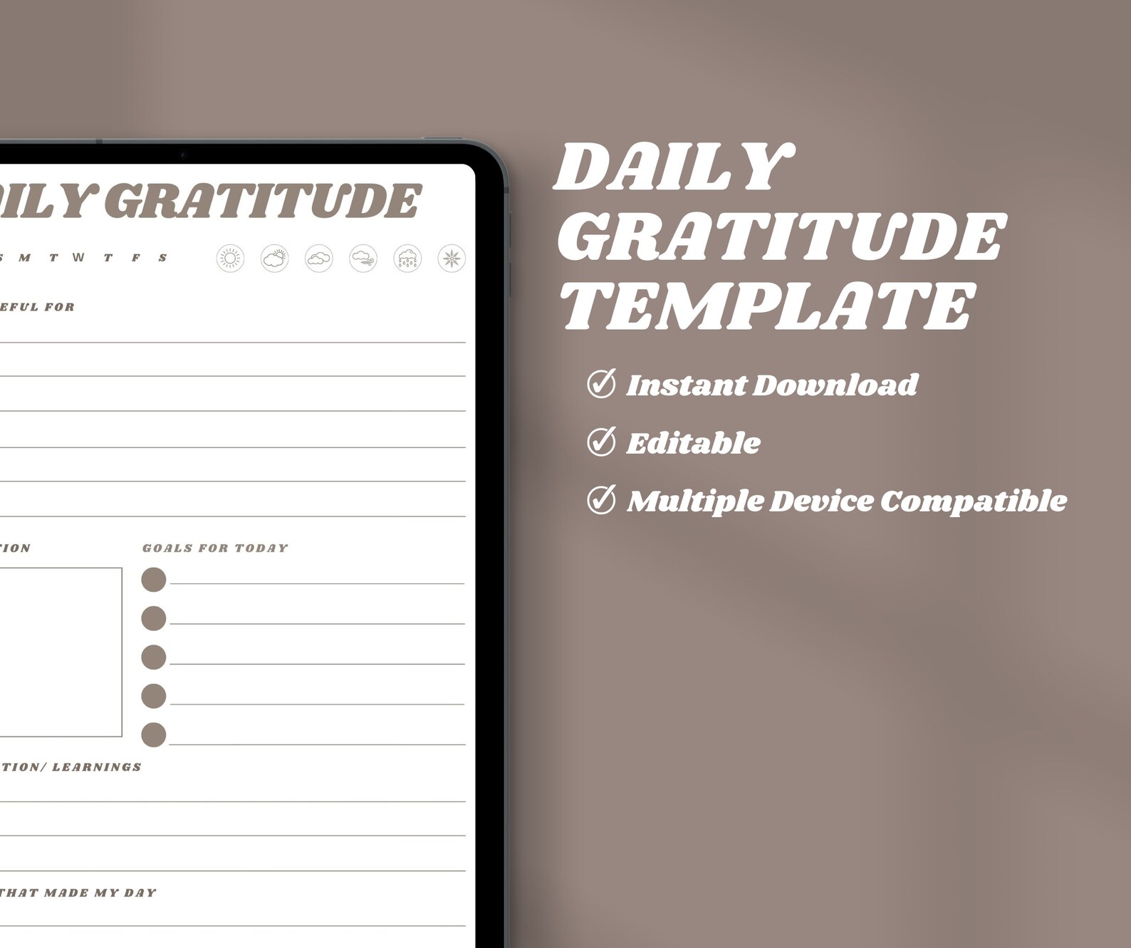 Printable Gratitude Journal Log Daily Thankfulness Tracker Digital ...