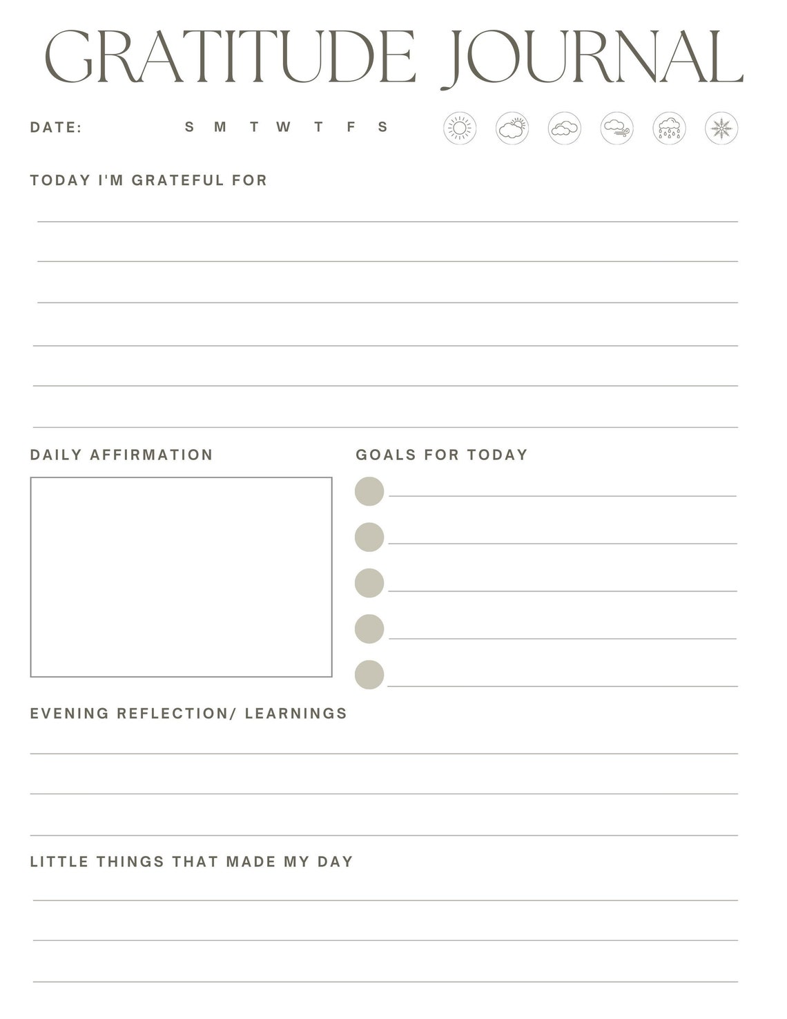 Printable Gratitude Journal Log Daily Thankfulness Tracker - Etsy