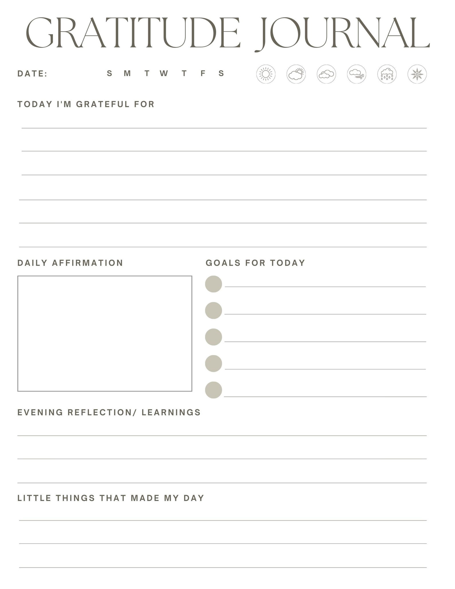 Printable Gratitude Journal Log Daily Thankfulness Tracker - Etsy