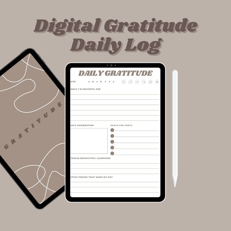 Printable Gratitude Journal Log | Daily Thankfulness Tracker | Digital ...