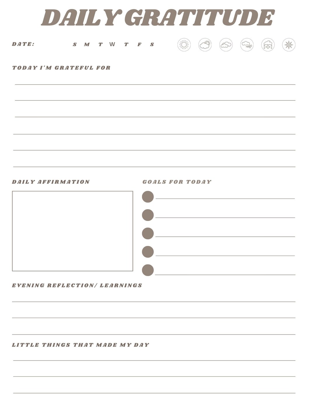 Printable Gratitude Journal Log | Daily Thankfulness Tracker | Digital ...