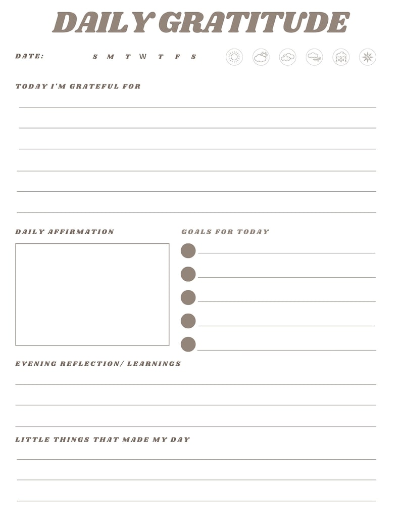 Printable Gratitude Journal Log | Daily Thankfulness Tracker | Digital ...