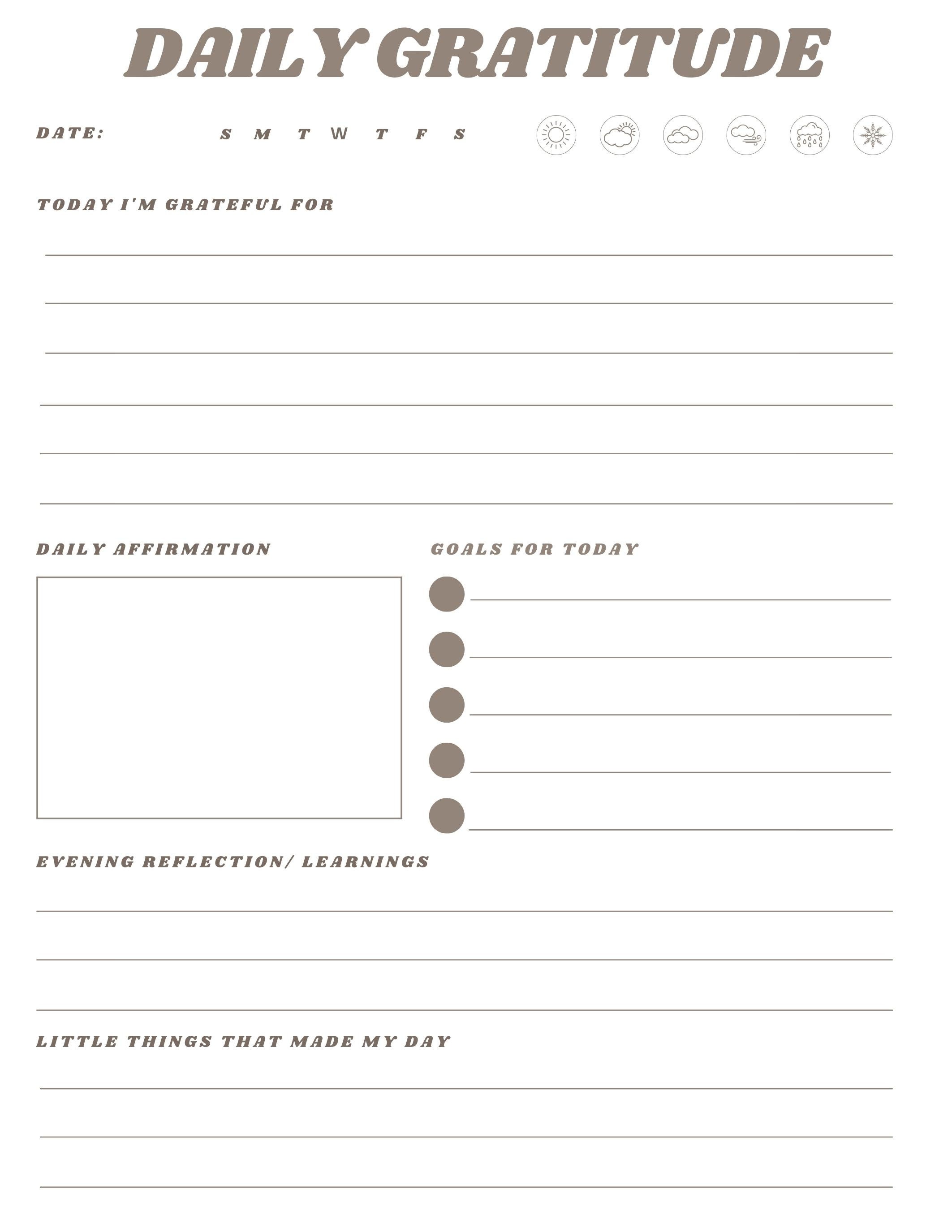Printable Gratitude Journal Log | Daily Thankfulness Tracker | Digital ...