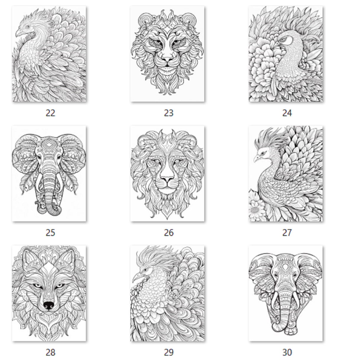 Coloring Book Pages. 30 Printable PDF Pages, Pattern, Anti-stress ...