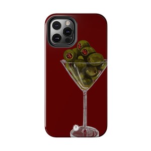 Dark Red Olive Martini Painting Phone Case - Etsy