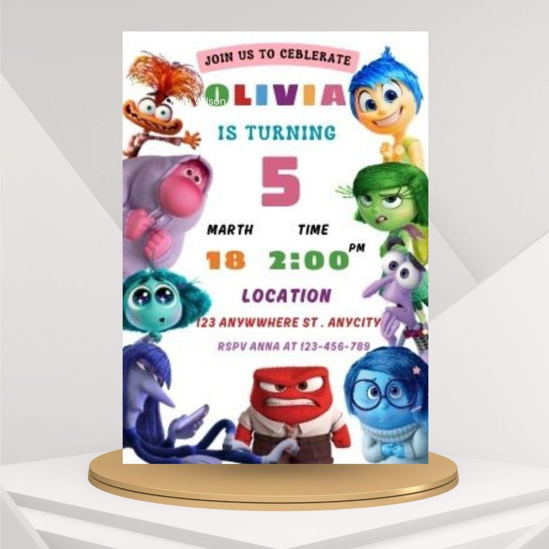 Editable Inside Out 2 Invite,custom Inside Out Invite,inside Out Party ...