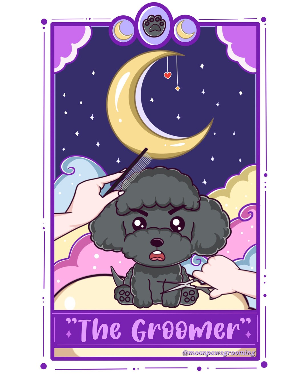 The Groomer Tarot Card, Holographic Sticker, Dog Grooming Stickers, Dog ...